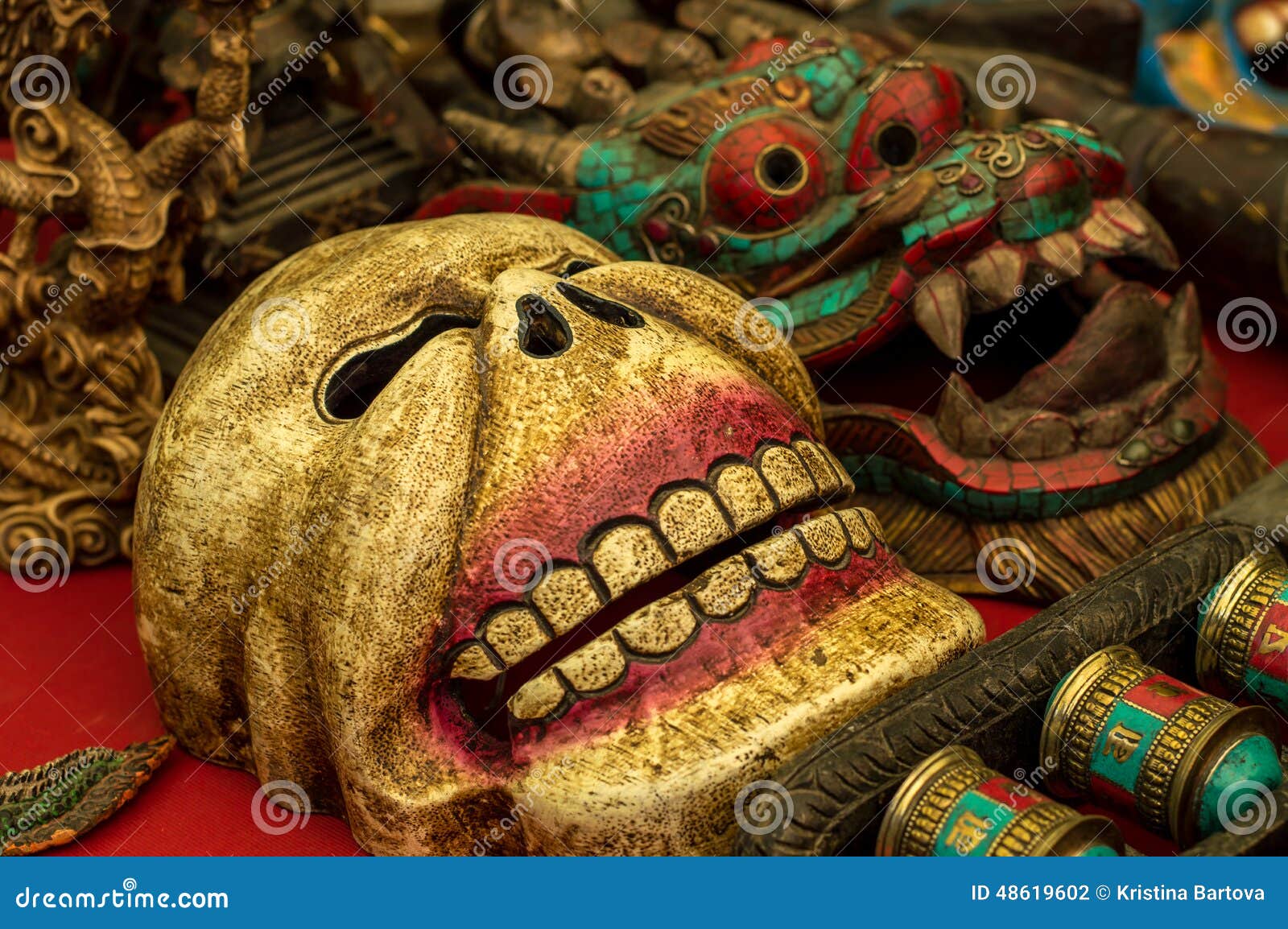 Variety of Buddhist Ritual Masks Stock Photo - Image of style ...