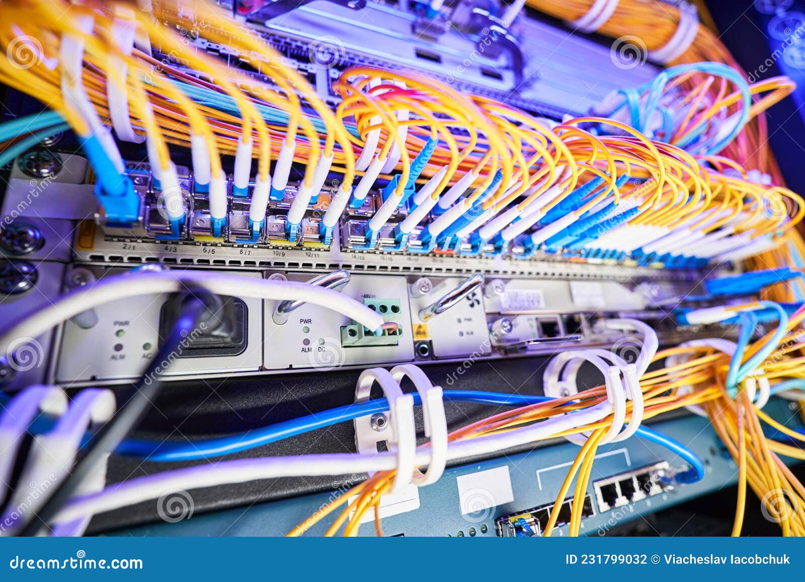 Variety of Cables Inserted in Patch Panel of Network Switch Stock Photo ...