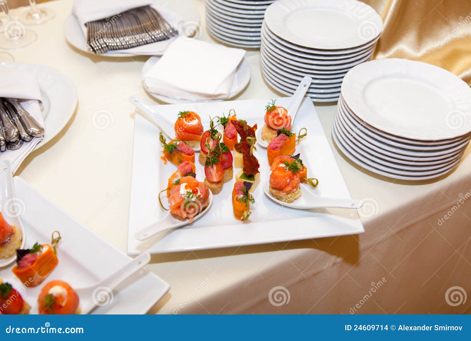 Variety of canapes stock photo. Image of meal, breakfast - 24609714