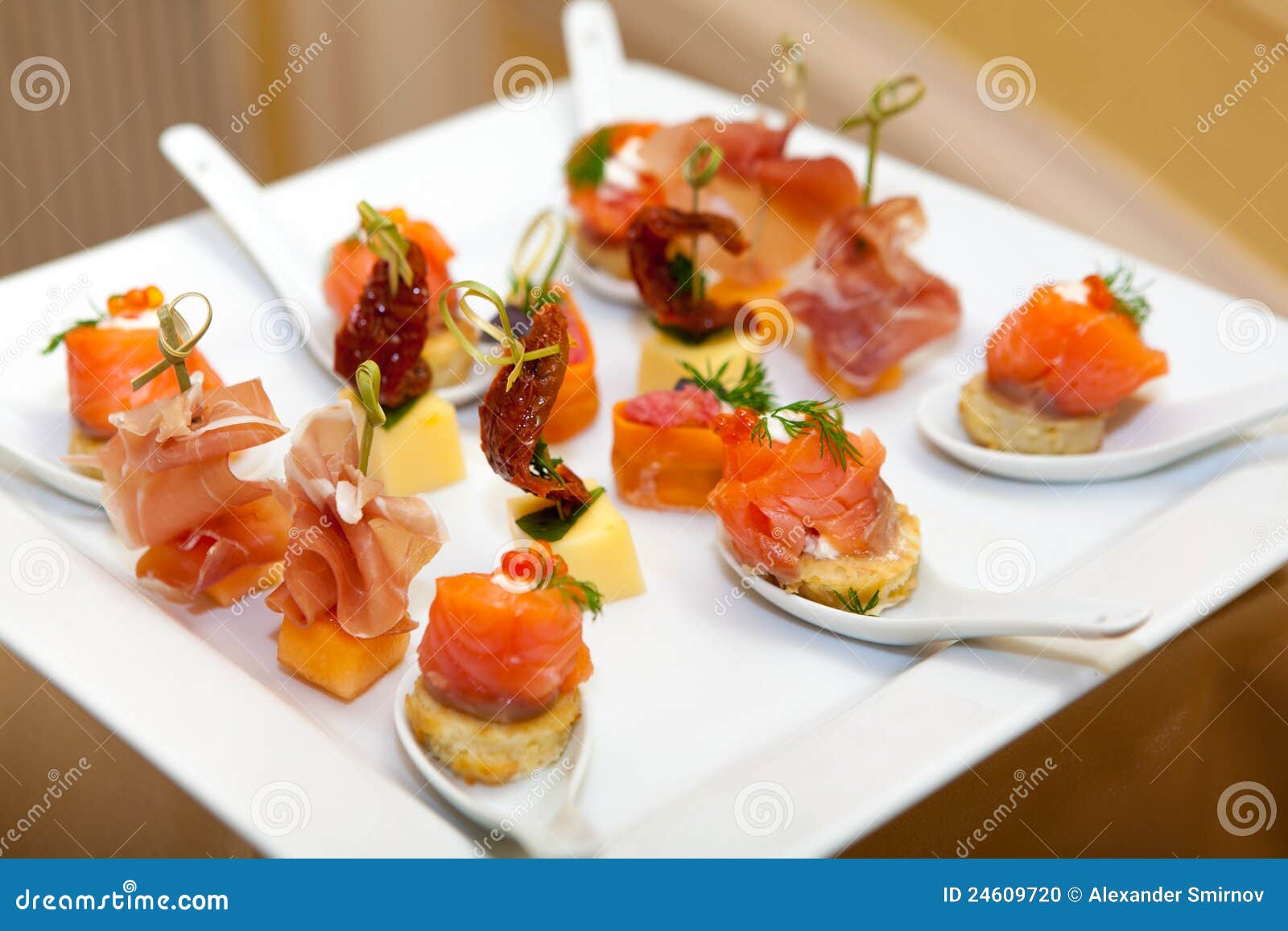 Variety of canapes stock photo. Image of buffet, eating - 24609720