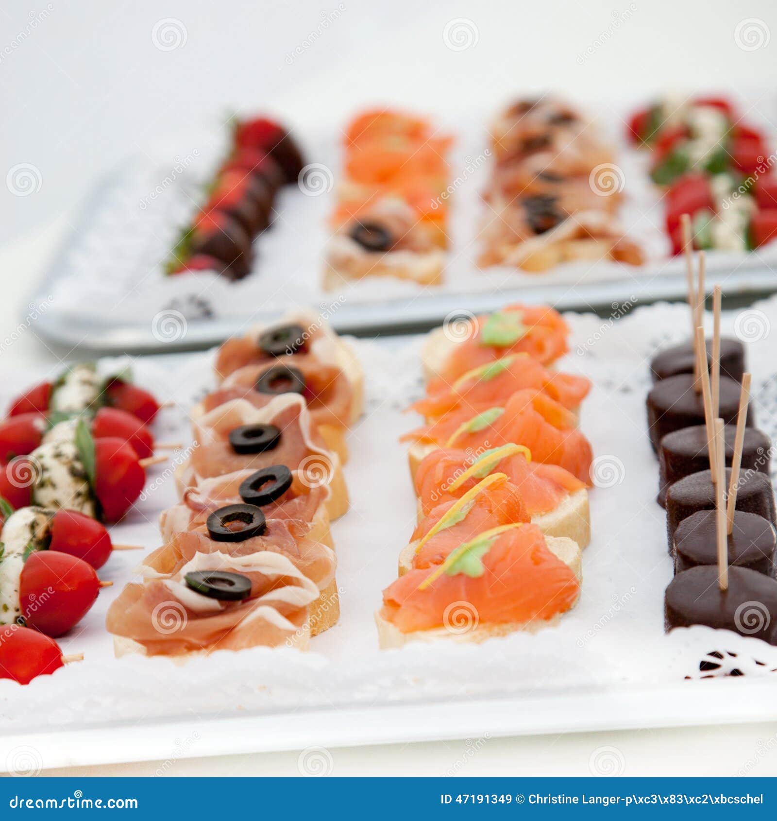 Variety of Canapes on Appetizer Trays Stock Image - Image of parma ...