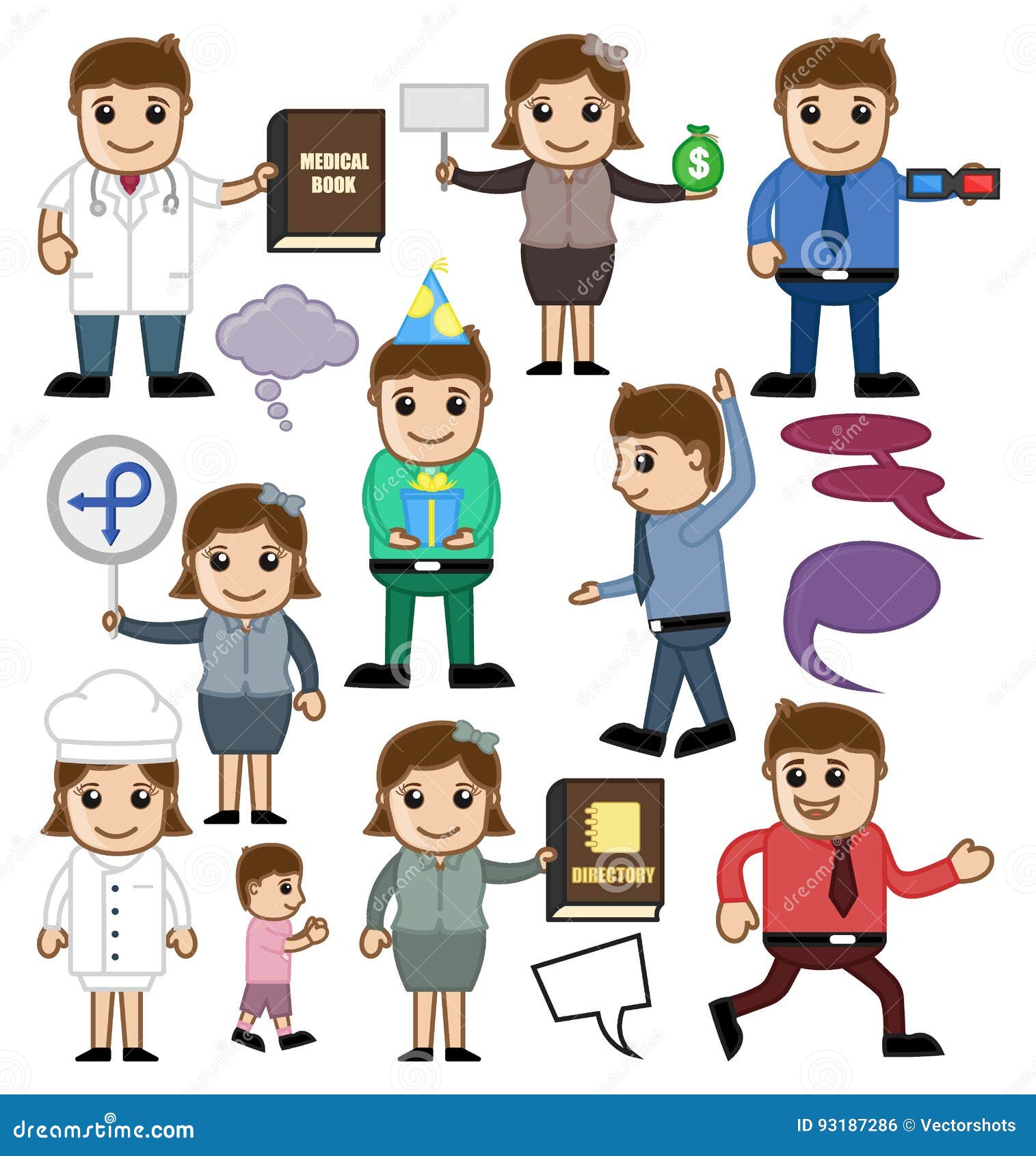 Variety Of Cartoon Business People Graphics Vector Illustration ...