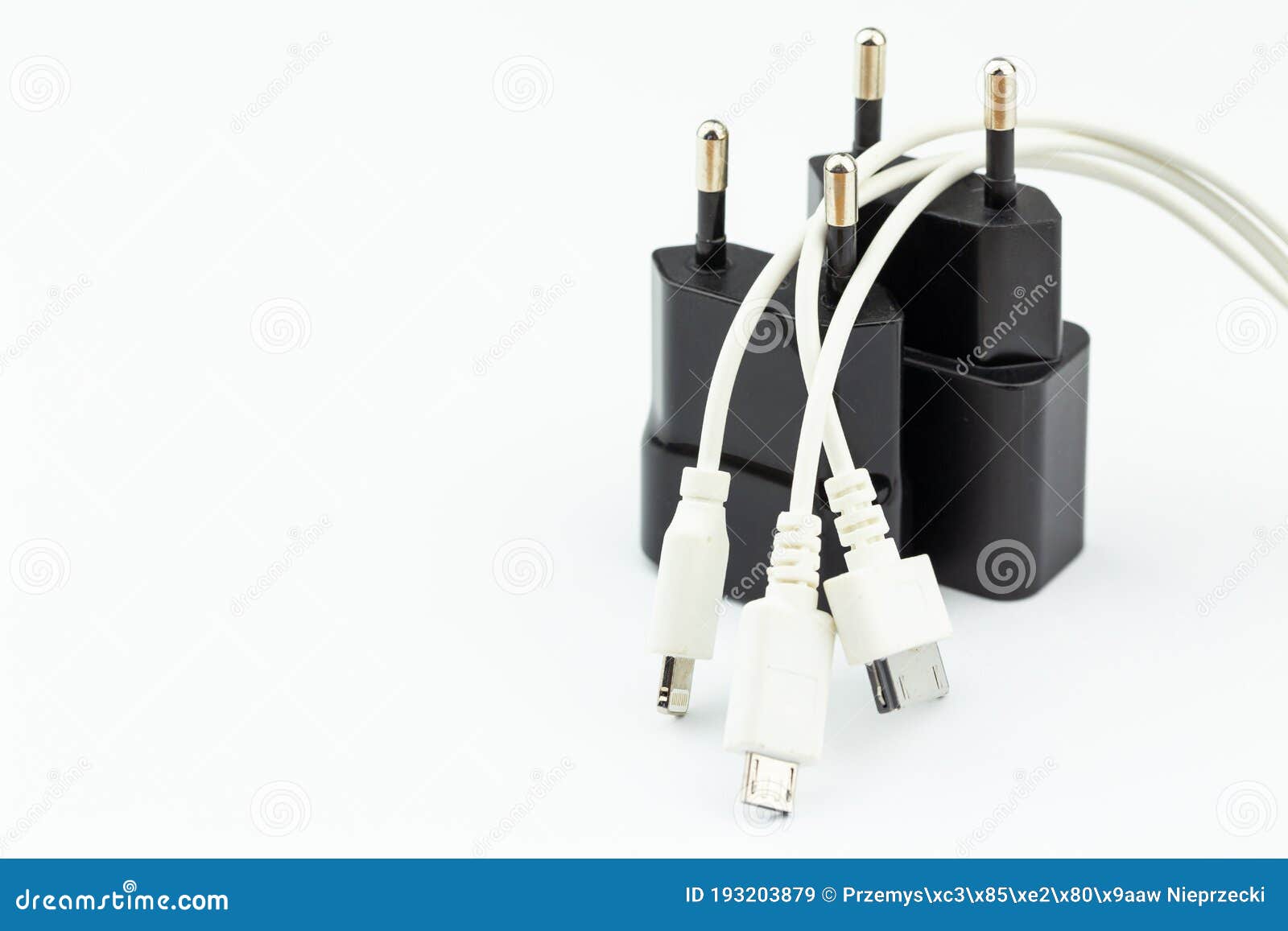 Set of Different Charging Cables Stock Image - Image of power ...
