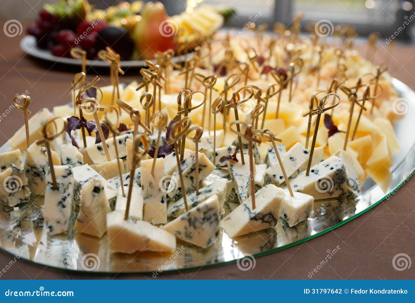 Variety of Cheese on Mirror Platter Stock Photo - Image of aged ...