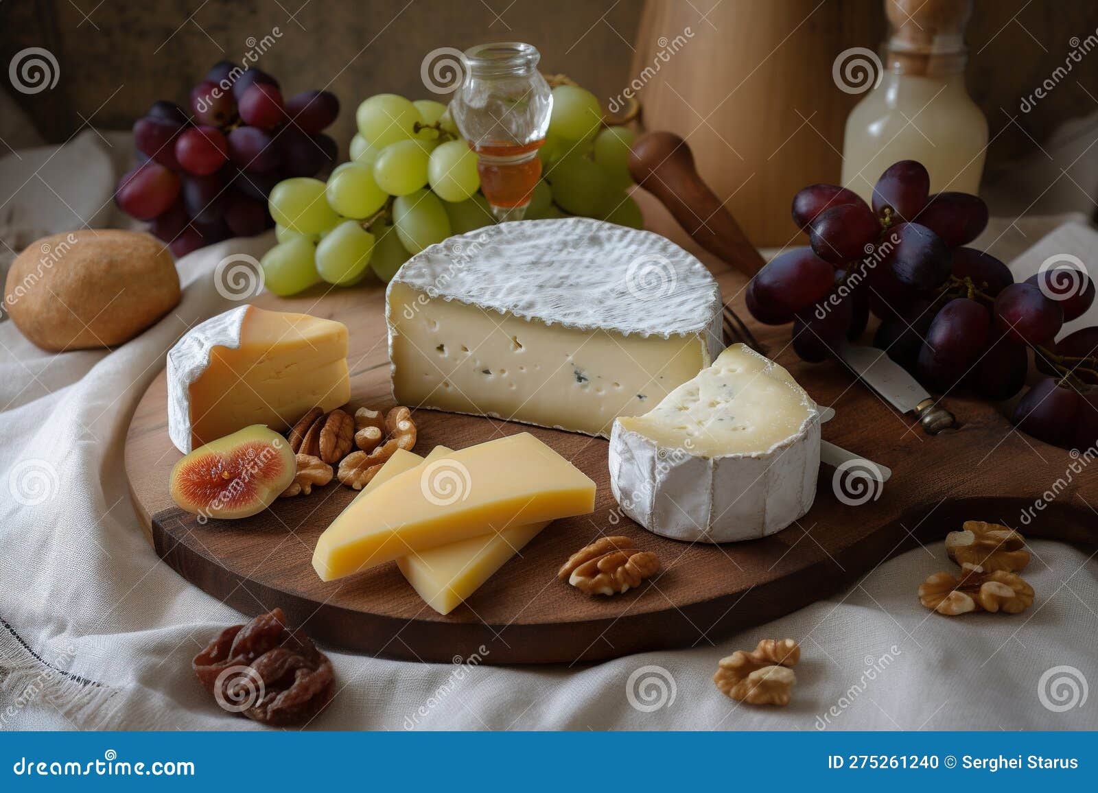 A Variety of Cheeses and Nuts on a Cutting Board. AI Generative Image ...