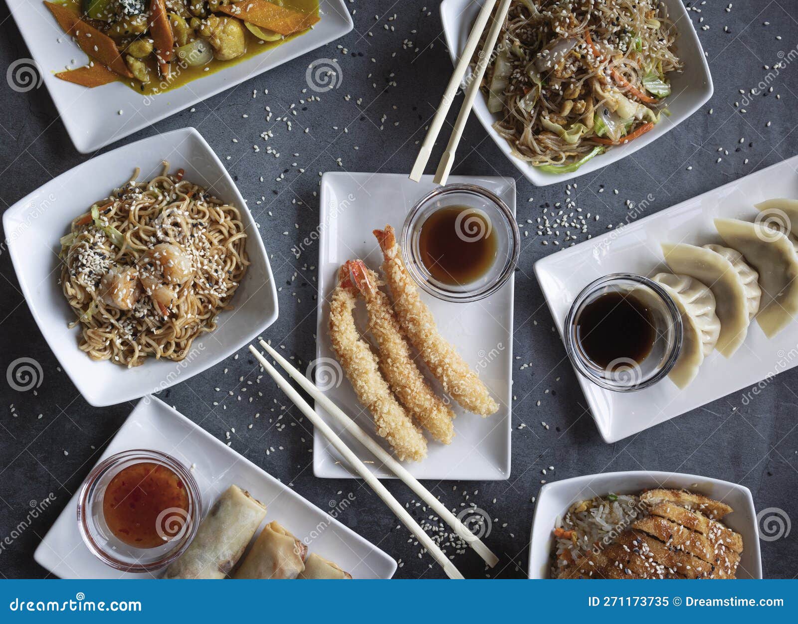 Variety of Chinese Food on the Restaurant Table Stock Image - Image of ...