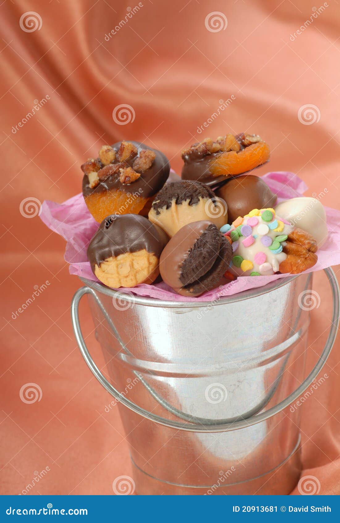 Variety of Chocolate Covered Confections Stock Image - Image of bucket ...