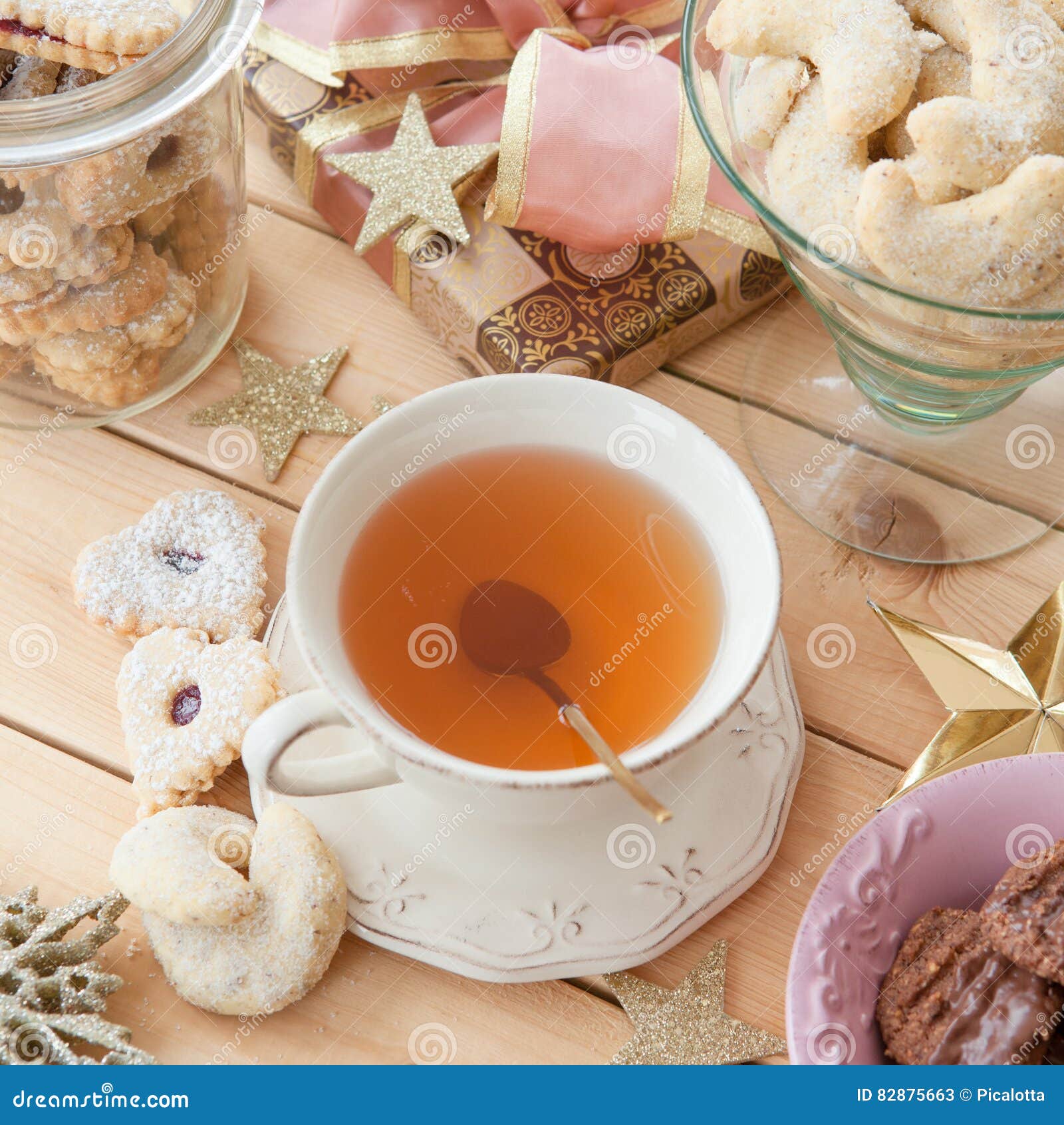 Variety of Christmas Cookies Stock Image - Image of sugary, wooden ...
