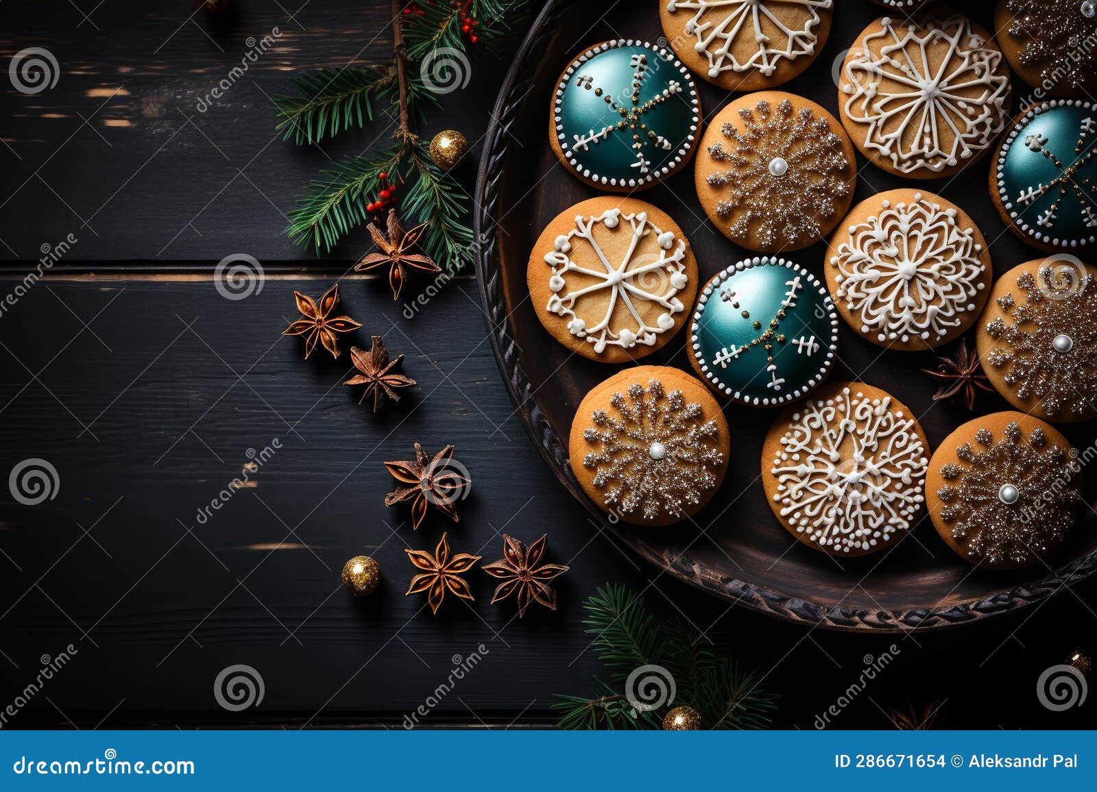 Variety of Christmas Cookies, Flat Lay, Christmas Decor Around.ai ...