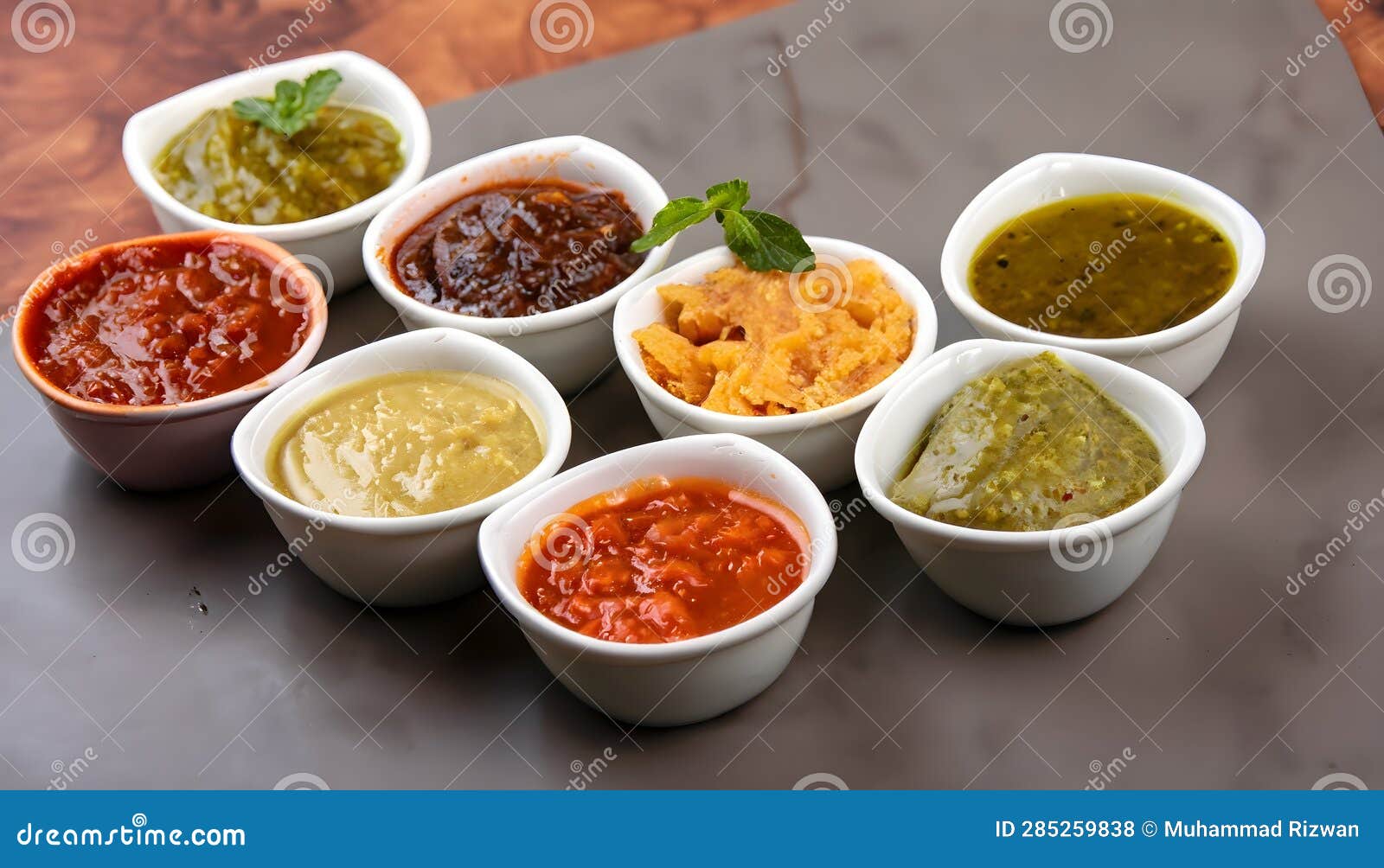 A Variety of Chutneys, from Tamarind To Mint Stock Illustration ...