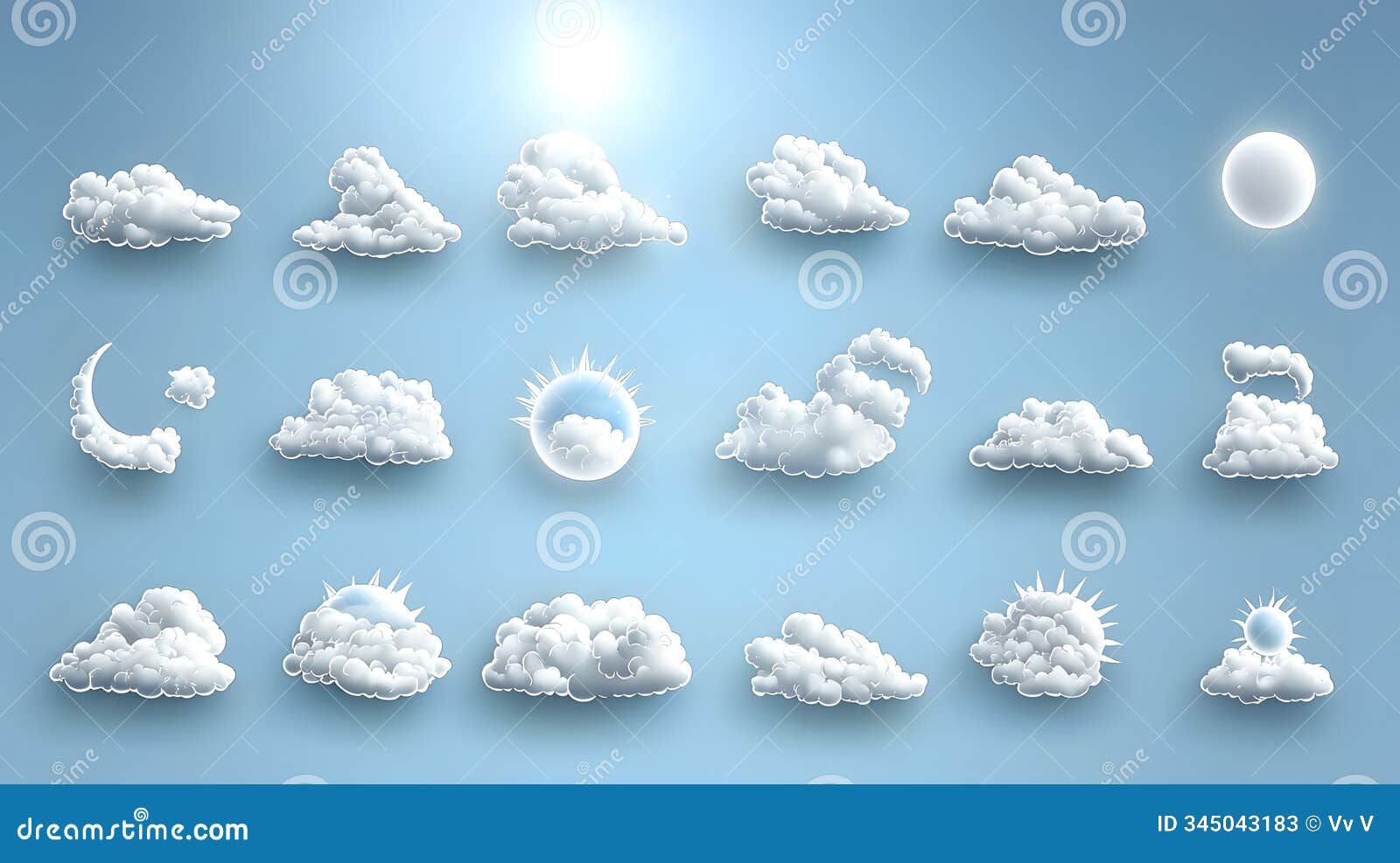 Variety of Clouds and Celestial Elements Illustration Stock ...