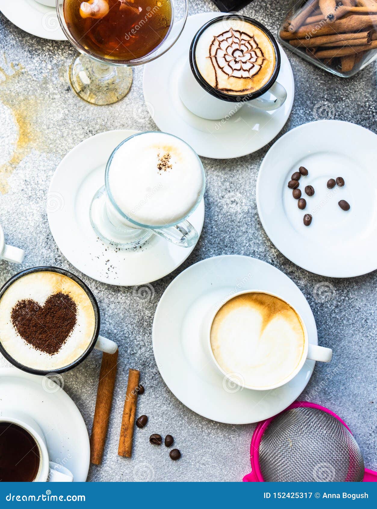 Variety of Coffee Drink Types Stock Image - Image of background ...