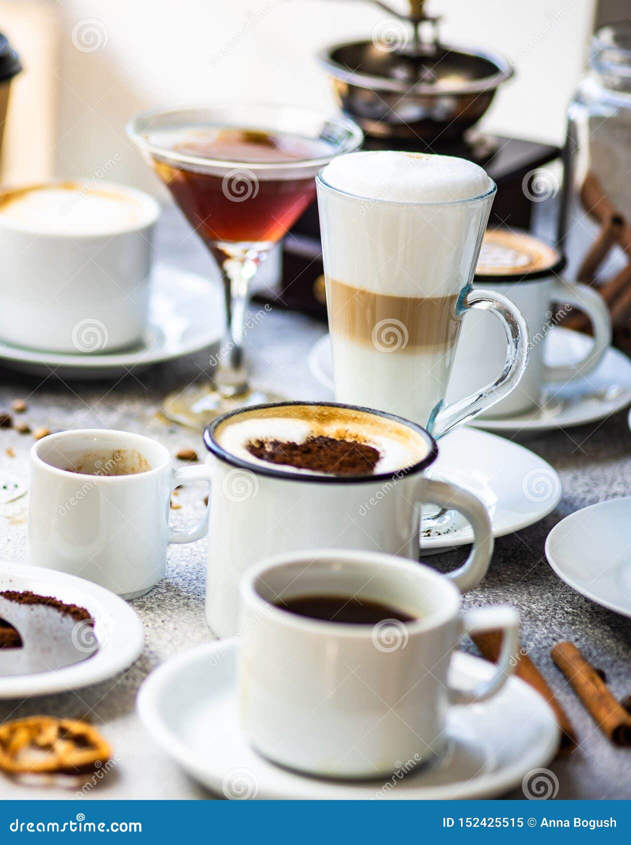 Variety of Coffee Drink Types Stock Image - Image of gourmet, concrete ...