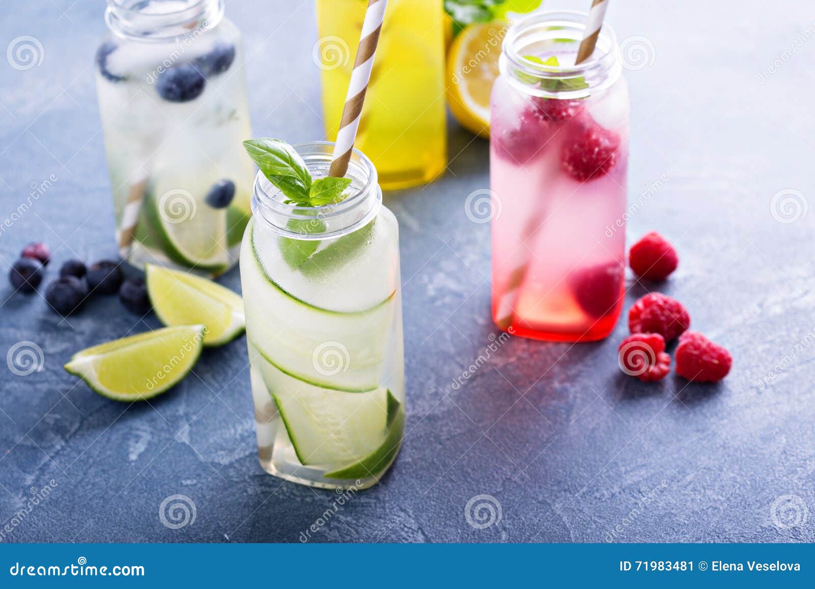 Variety of Cold Drinks in Bottles Stock Image - Image of herb, jars ...