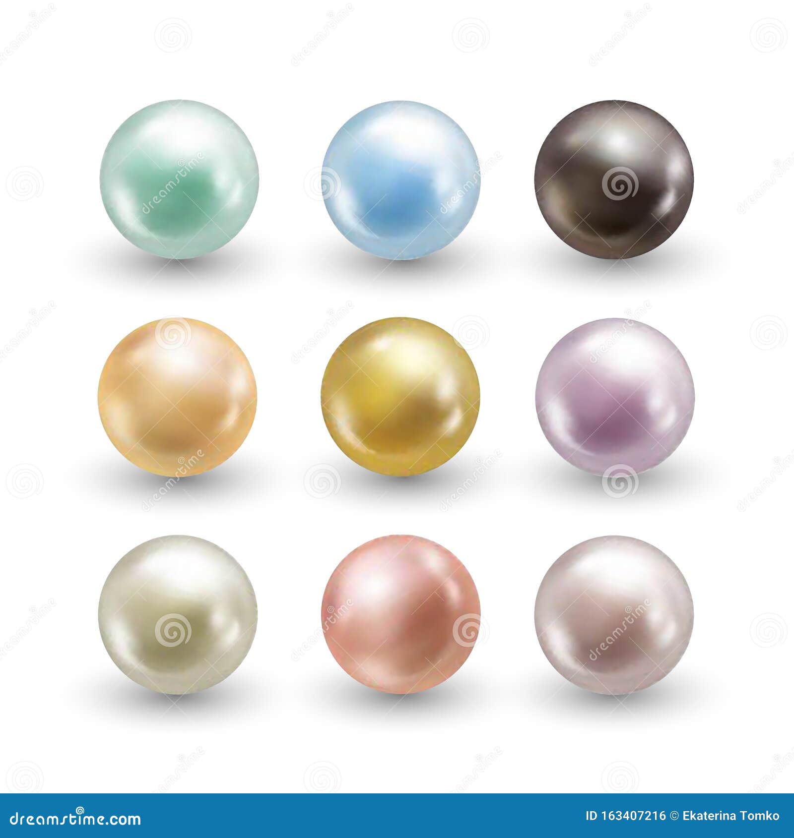 Variety Color of Spherical Pearls for Your Decoration, Eps 10 Stock ...
