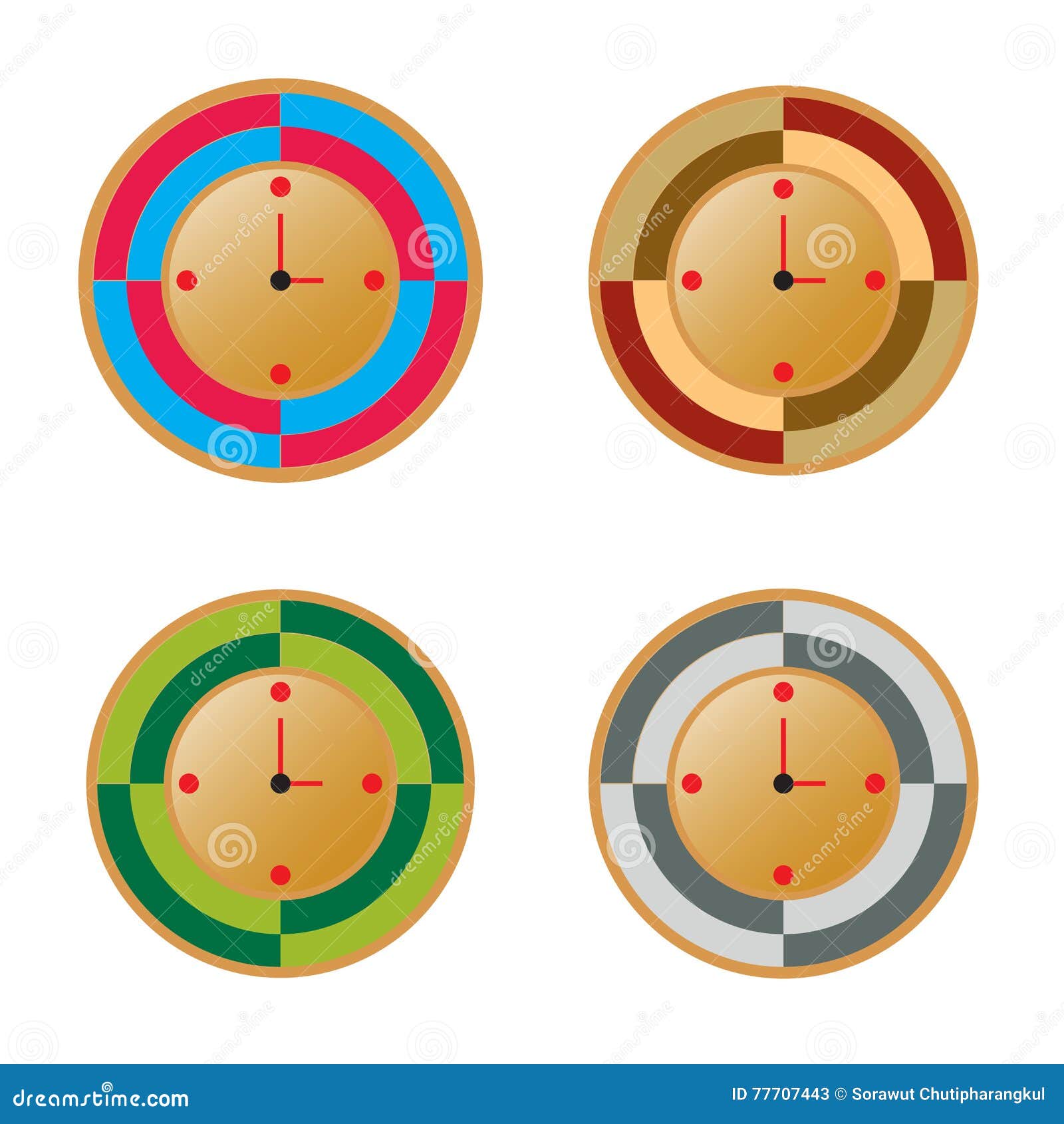 Variety Color Timer Clock Icons Set Stock Vector - Illustration of hour ...