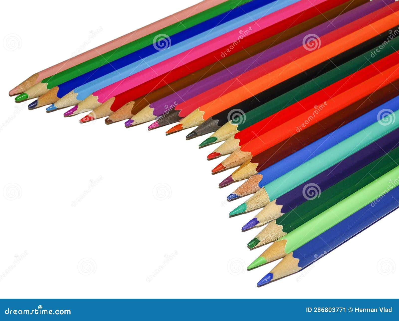 A Variety of Colored Pencils Isolated on White Stock Image - Image of ...