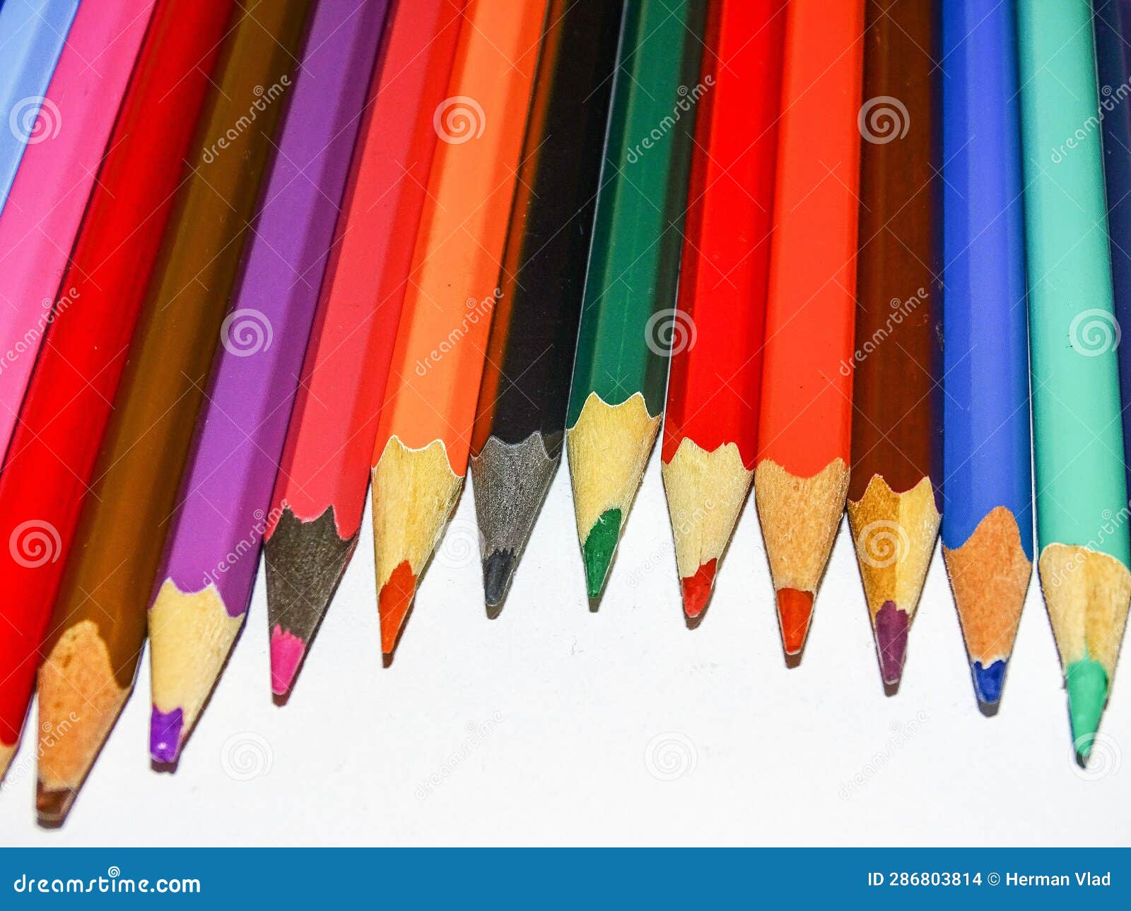 A Variety of Colored Pencils Isolated on White Stock Photo - Image of ...
