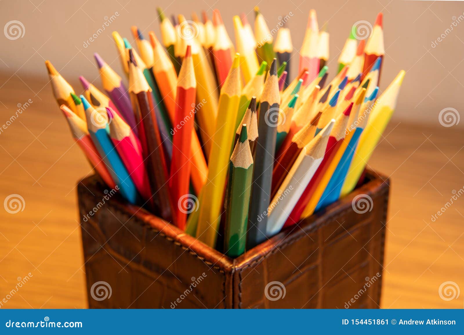 Variety of Colored Sharpened Pencils Standing Upright in a Box Stock ...