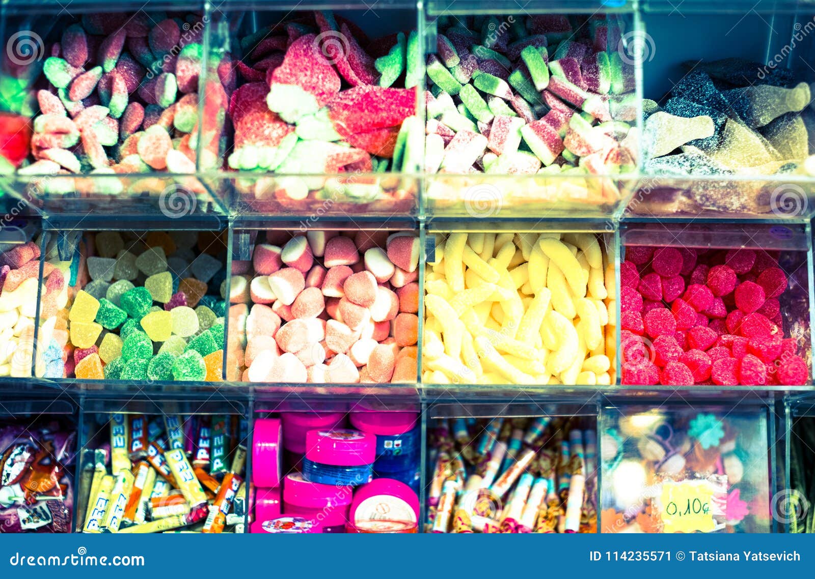 Variety of Colored Sweets on Shelves Stock Image - Image of jelly ...