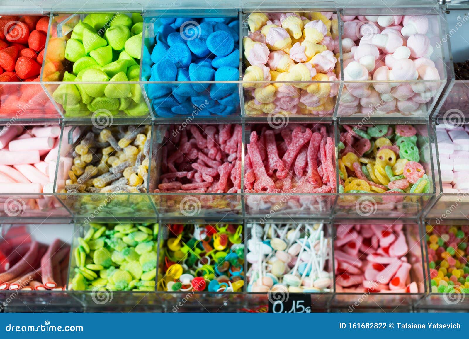 Variety of Colored Sweets on Shelves Stock Photo - Image of colorful ...