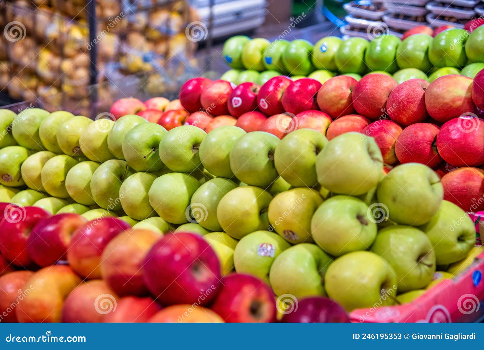 Variety of Colorful Apples in a Fruit Shop Stock Image - Image of ...