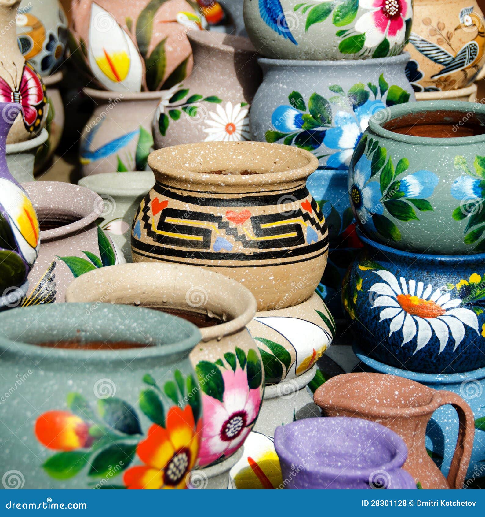 Variety of Colorful Ceramic Pots in Old Village Stock Photo - Image of ...