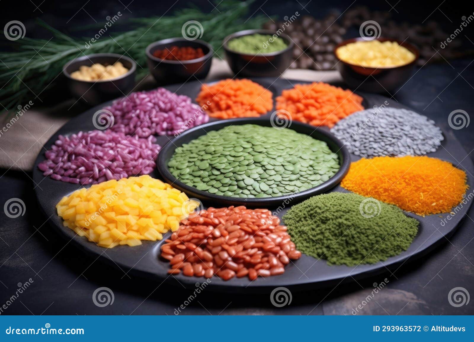 Variety of Colorful Lentils Spread on a Slate Plate Stock Photo - Image ...