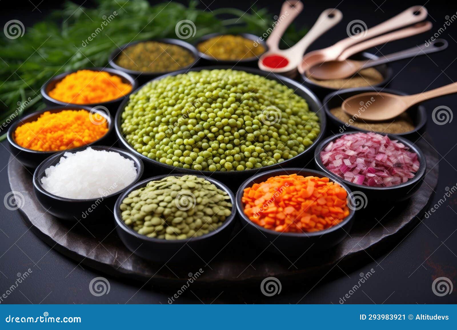 Variety of Colorful Lentils Spread on a Slate Plate Stock Illustration ...