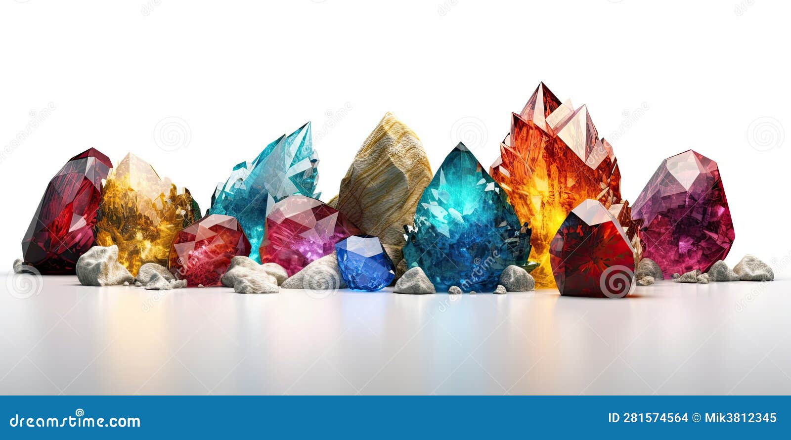 Variety of Colorful Precious Gems. Stock Illustration - Illustration of ...