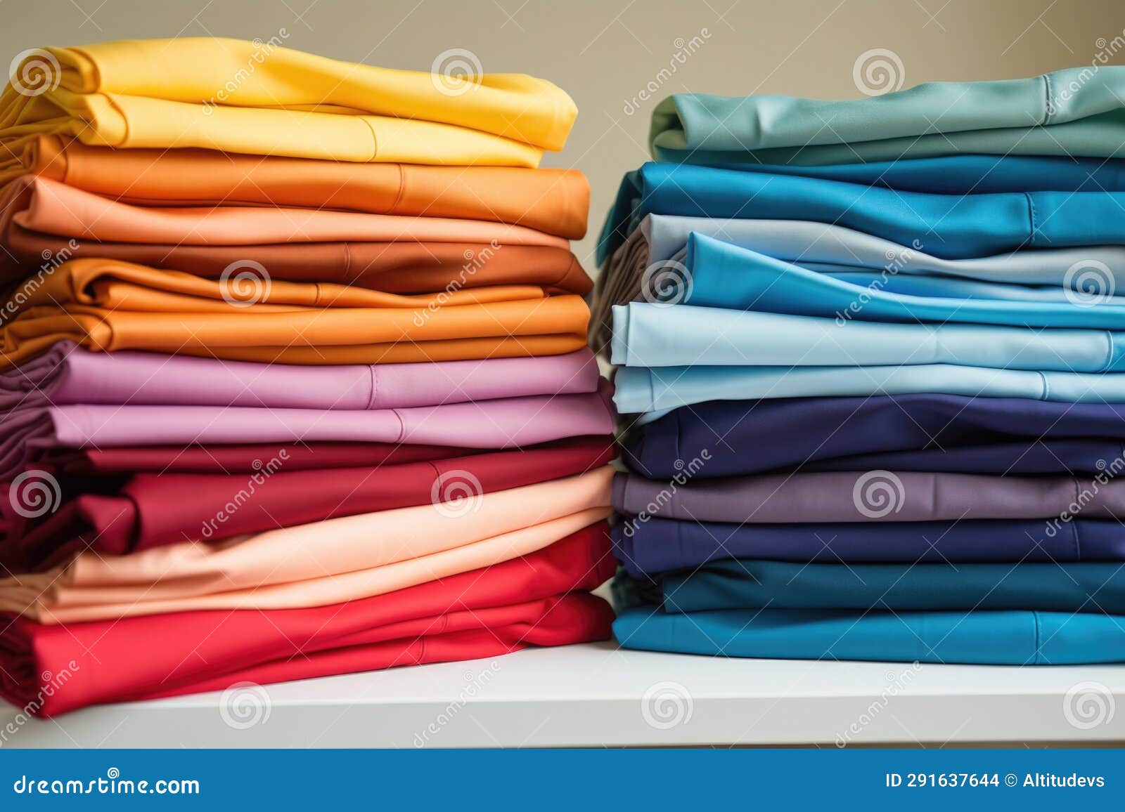 A Variety of Colorful Scrubs Neatly Folded Stock Photo - Image of ...