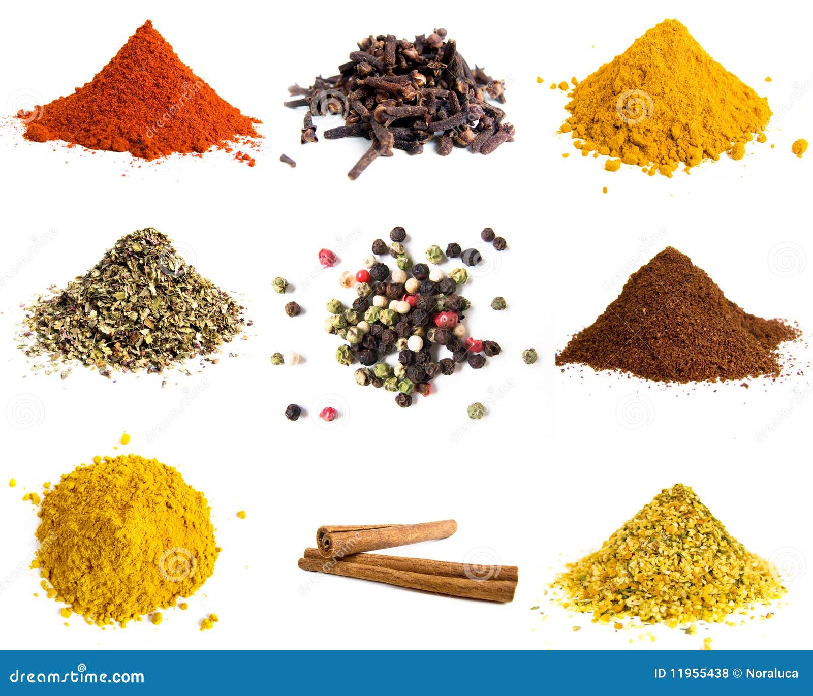 Variety of colorful spices stock photo. Image of bright - 11955438