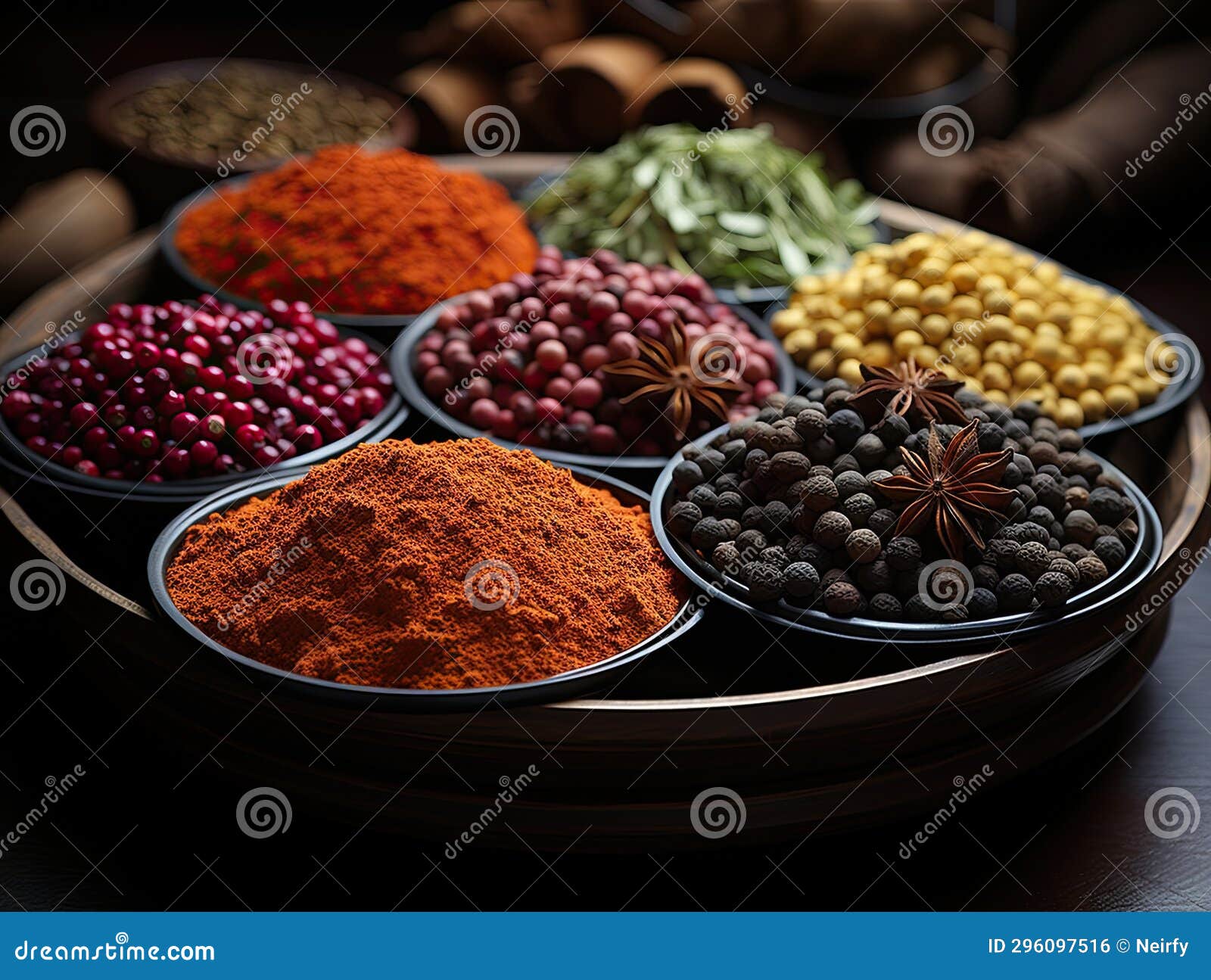 Variety of spices stock photo. Image of nutmeg, closeup - 296097516