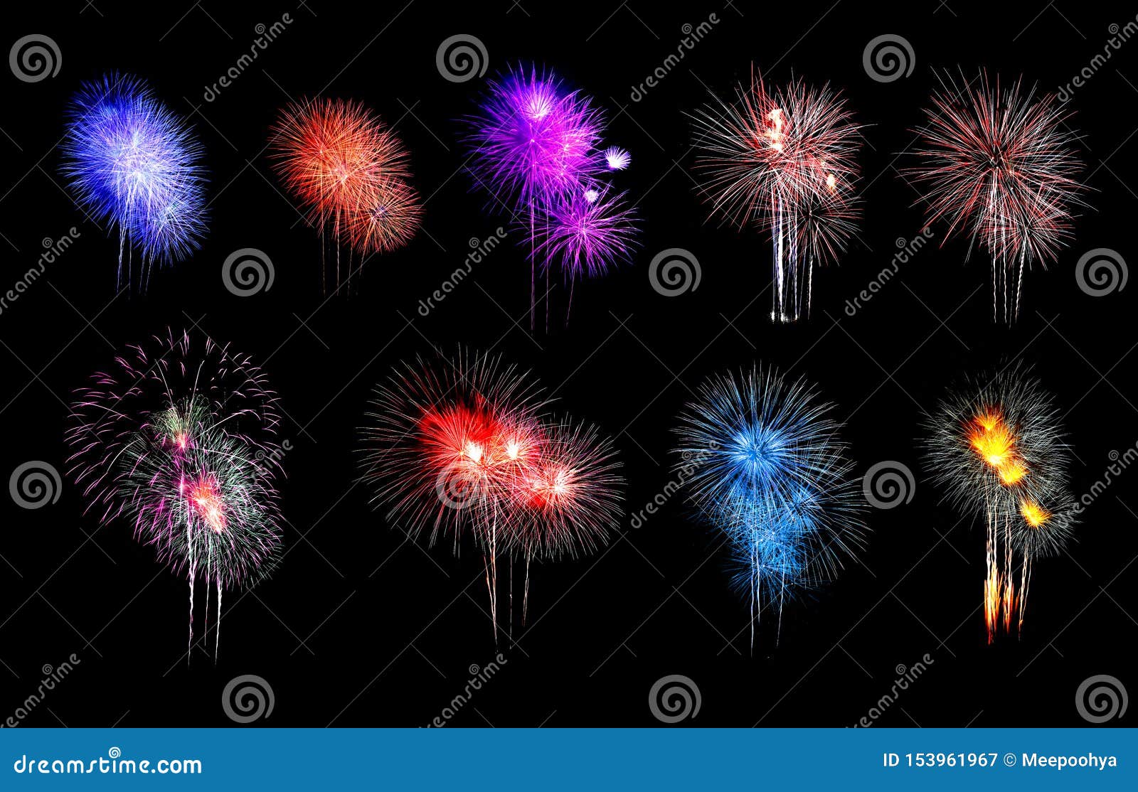 Variety of Colors Mix Fireworks or Firecracker Collections Stock ...