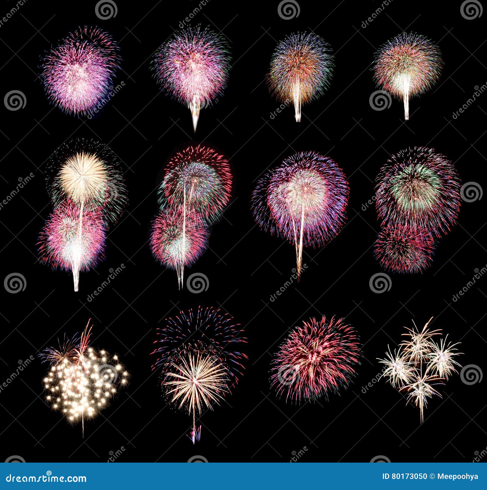 Variety of Colors Mix Fireworks or Firecracker Collections. Stock Photo ...