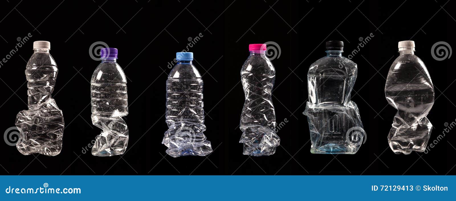 Variety of Compressed Plastic Bottles Stock Image - Image of recycle ...