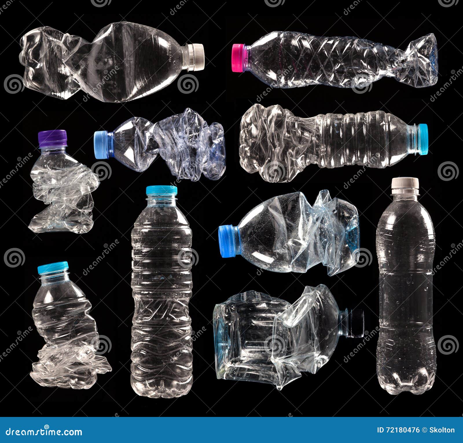 Variety of Compressed Plastic Bottles Stock Photo - Image of graphic ...