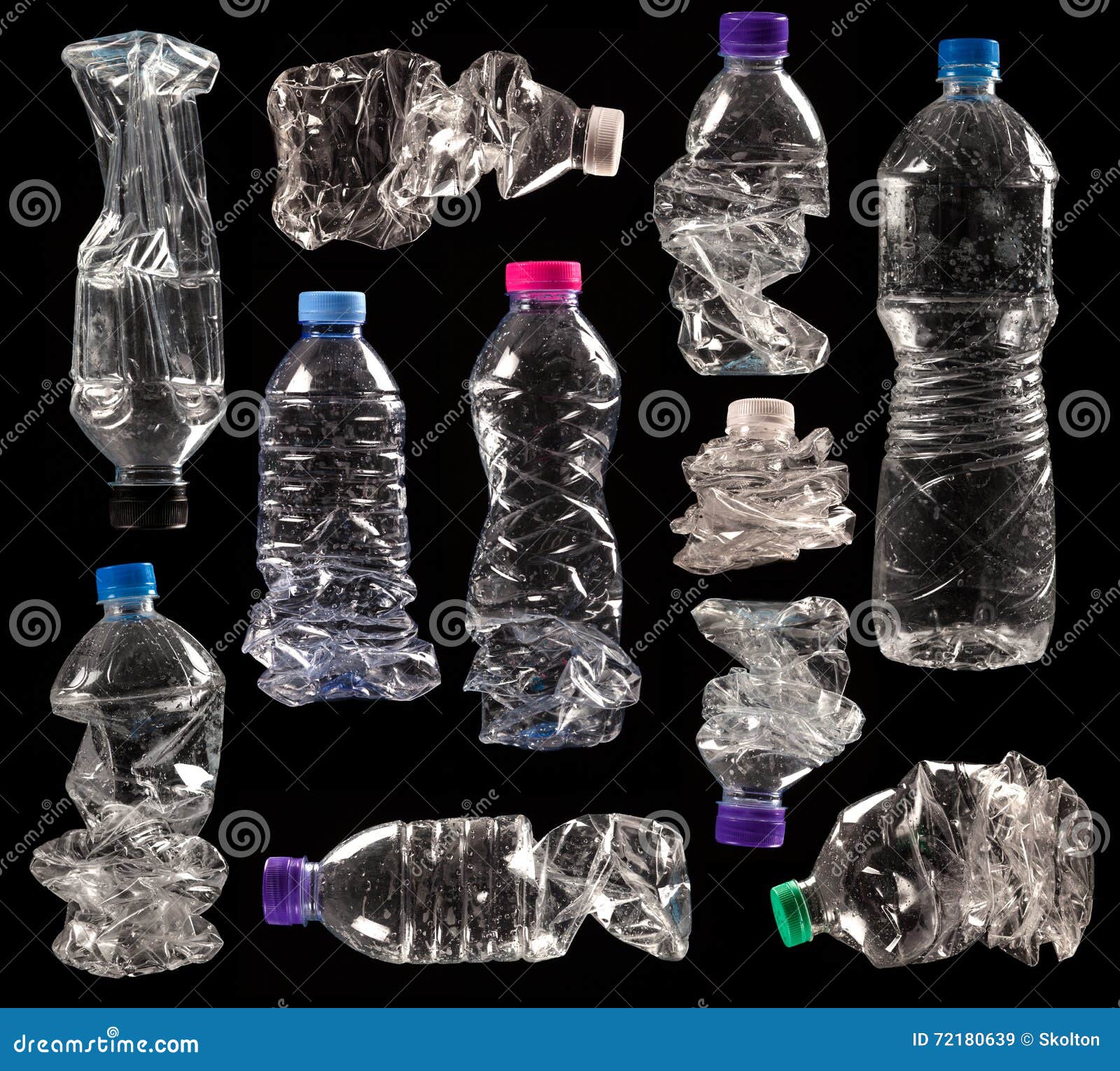Variety of Compressed Plastic Bottles Stock Image - Image of material ...