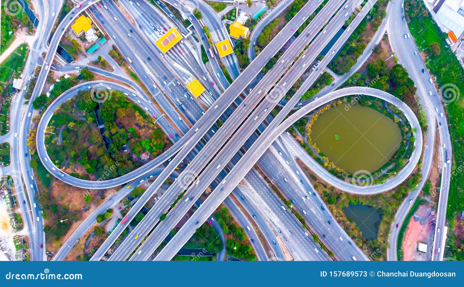 A Variety of Confusing Traffic Routes Stock Image - Image of aerial ...