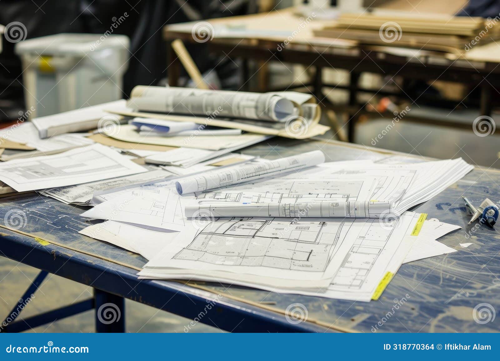 A Variety of Construction Plans Laid Out on a Table for Reference and ...