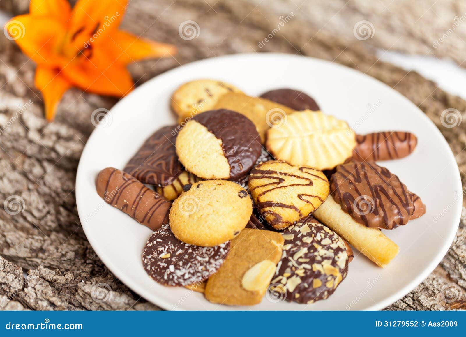 Variety of Cookies on Plate Stock Photo - Image of four, nutrition ...