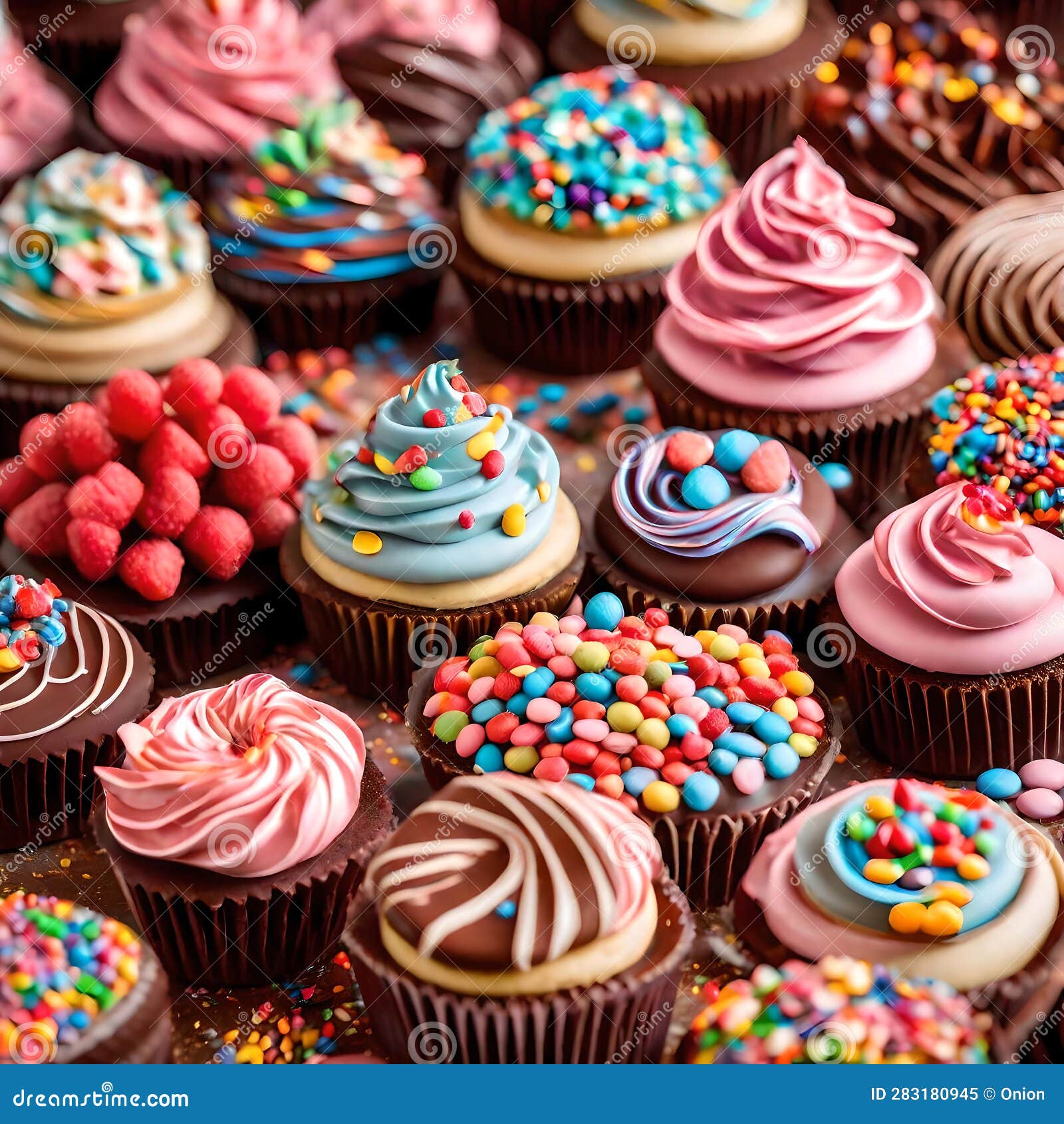 Delicious Cupcakes with Different Toppings - Ai Generated Image Stock ...