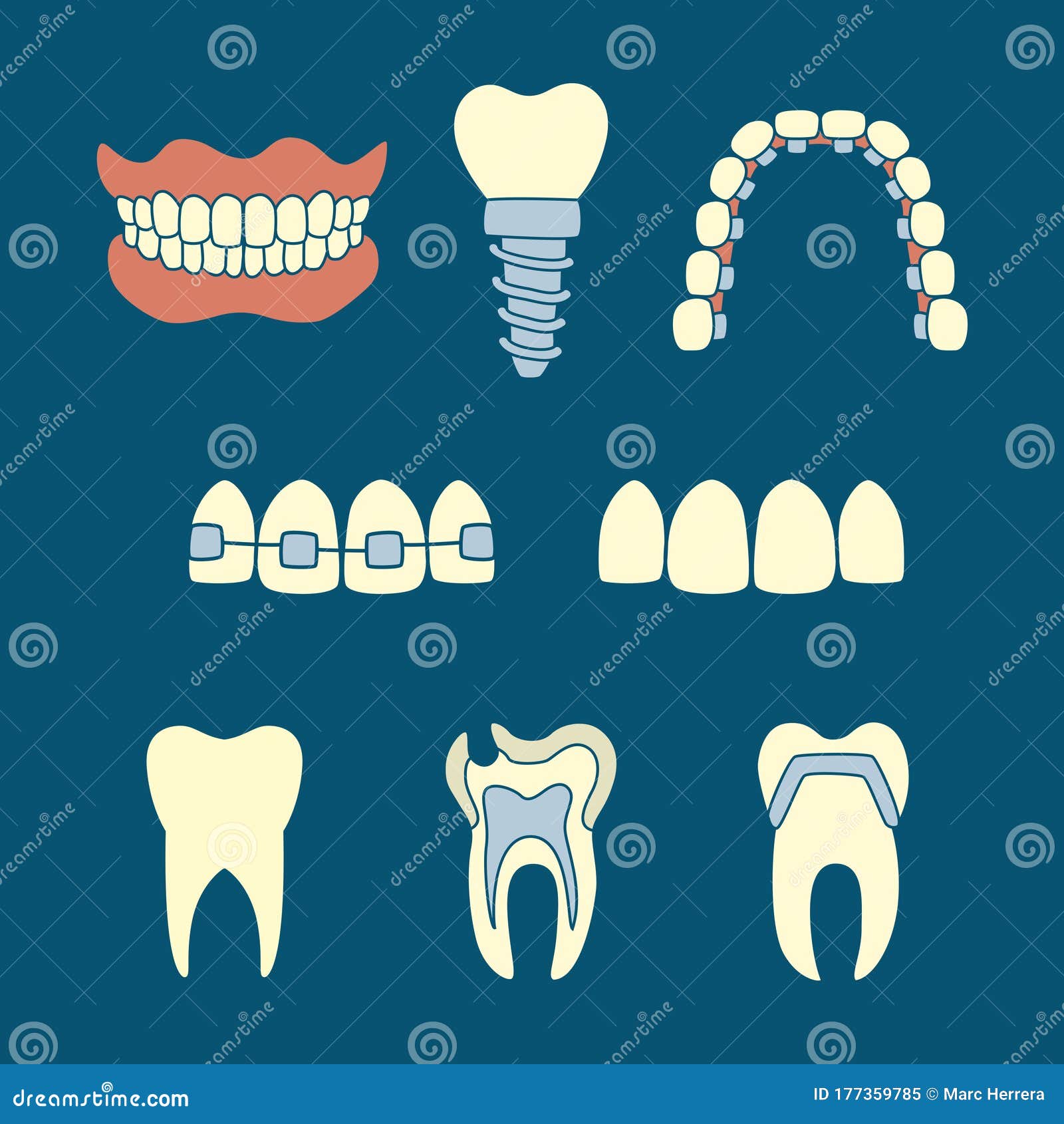 Variety of Dental Elements Set Stock Illustration - Illustration of ...