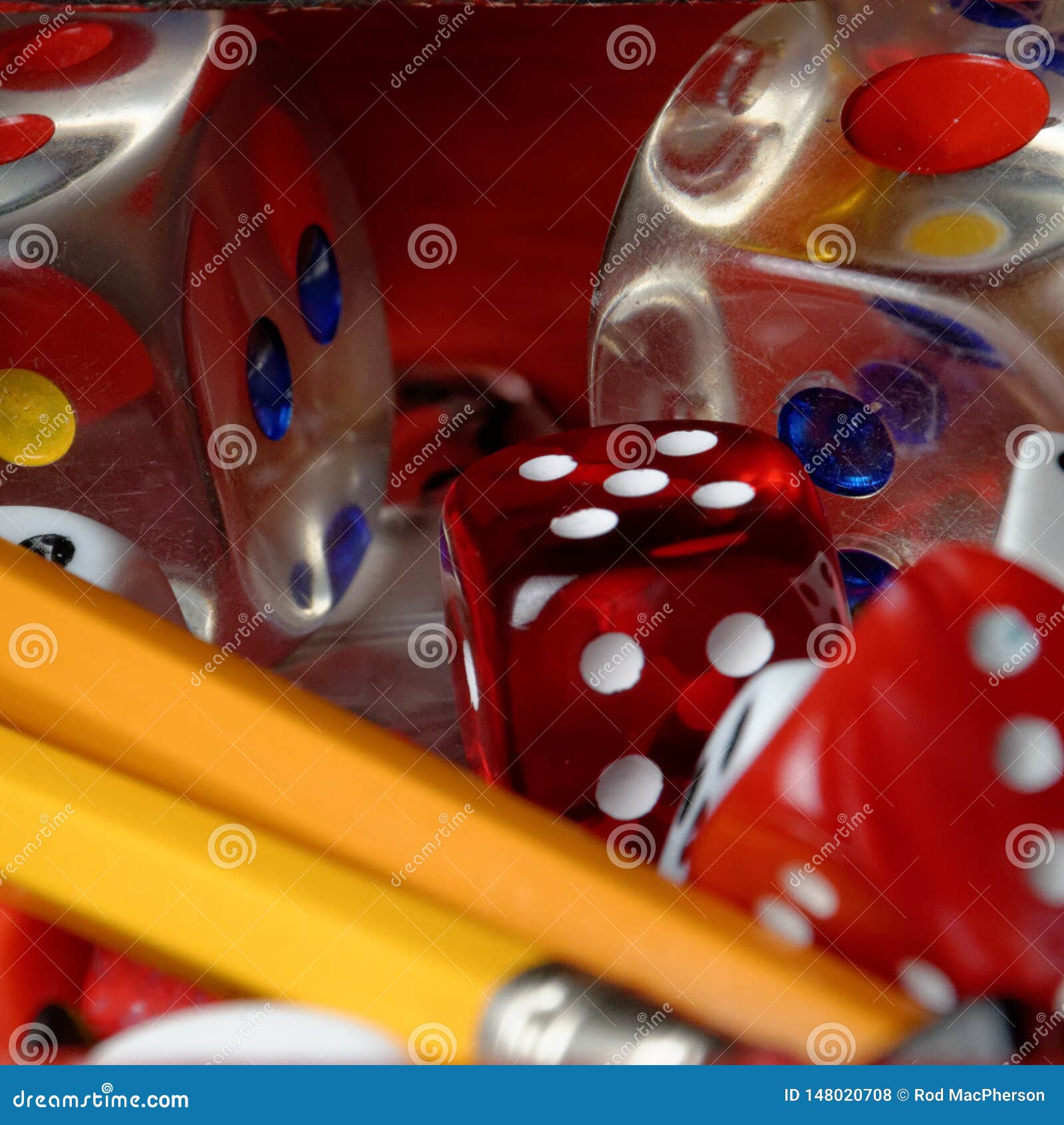 Dice and Pencils stock photo. Image of game, collection - 148020708