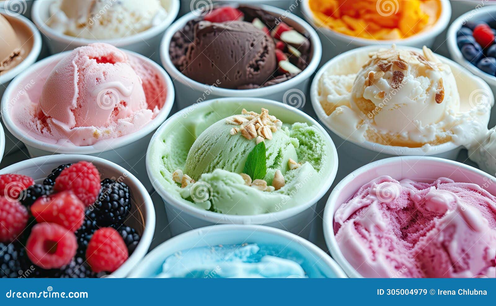 A Variety of Different Colored Ice Cream Flavors Stock Illustration ...