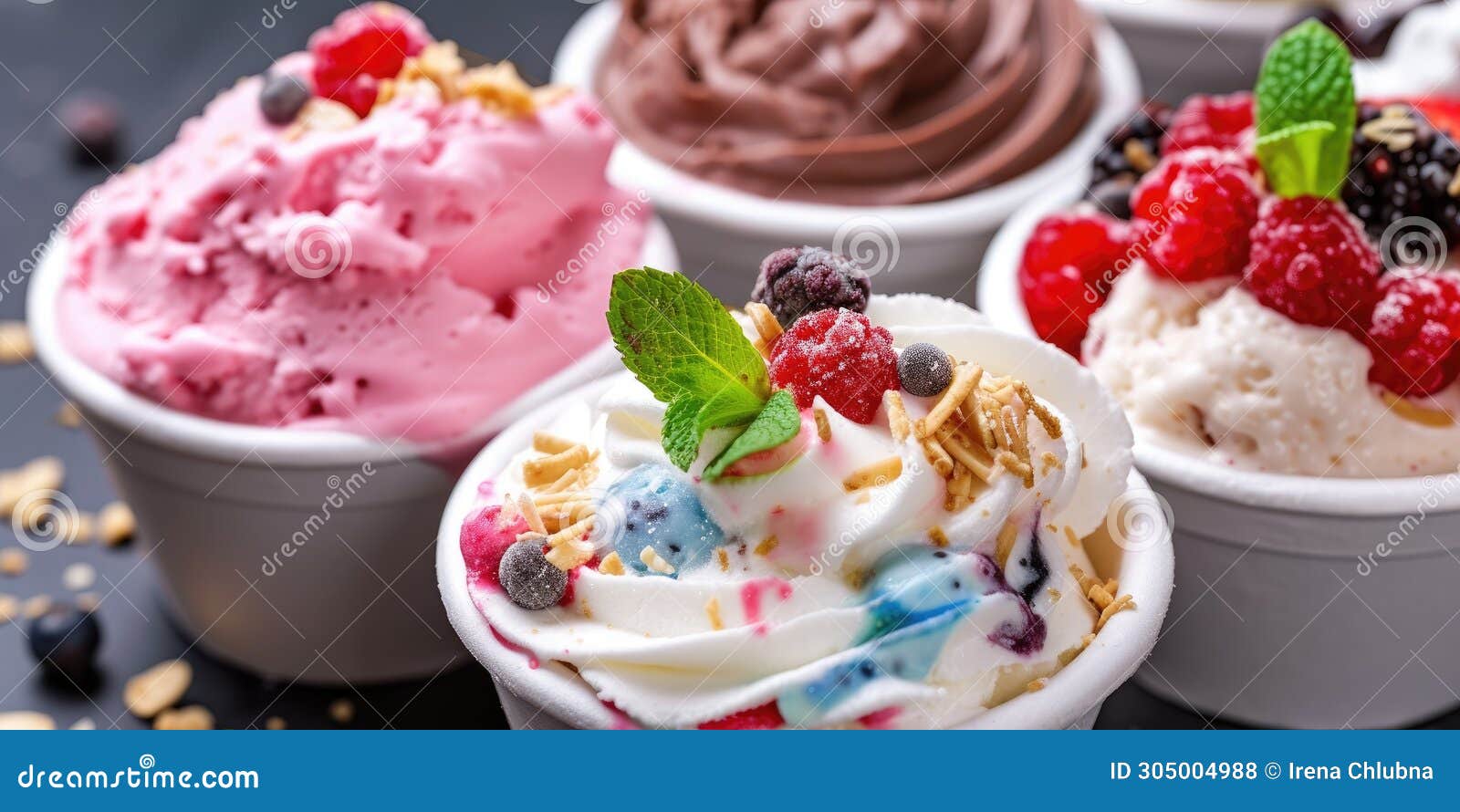 A Variety of Different Colored Ice Cream Flavors Stock Illustration ...