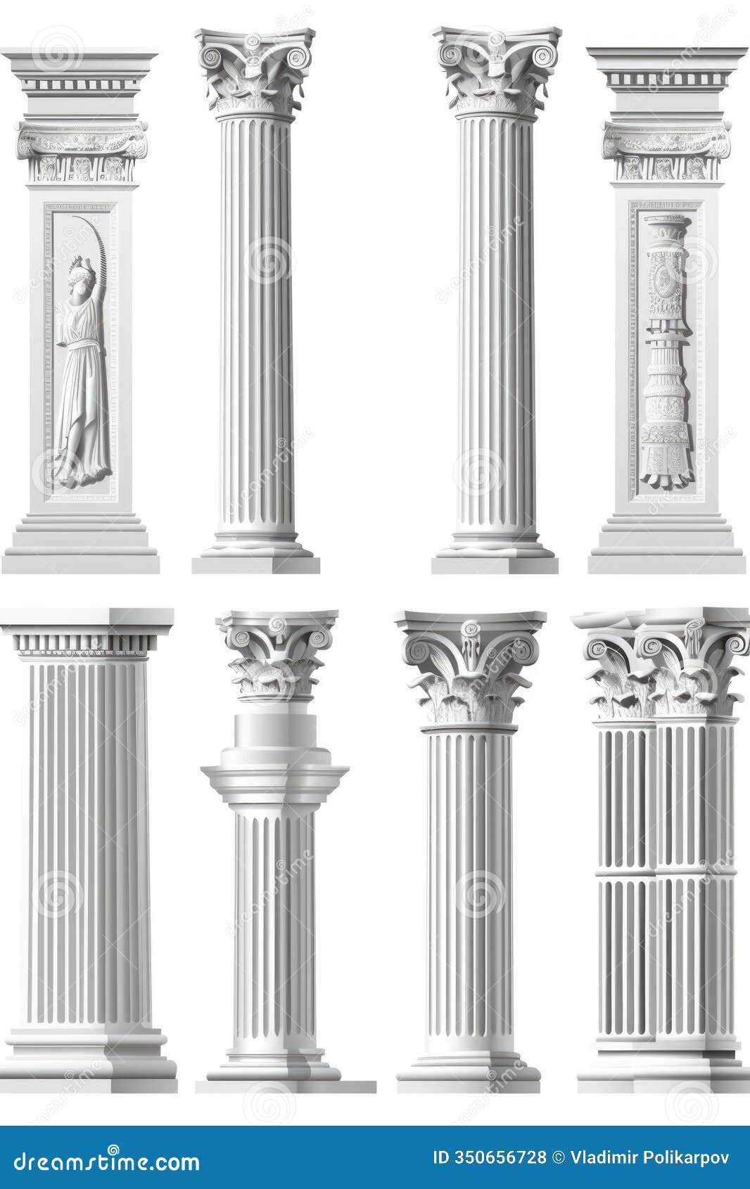 A Variety of Different Columns in One Set. Great for Architectural ...
