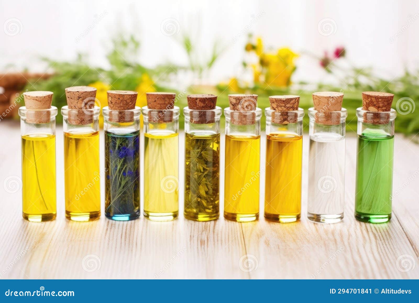 Variety of Different Oils in Small Glass Vials Stock Image - Image of ...