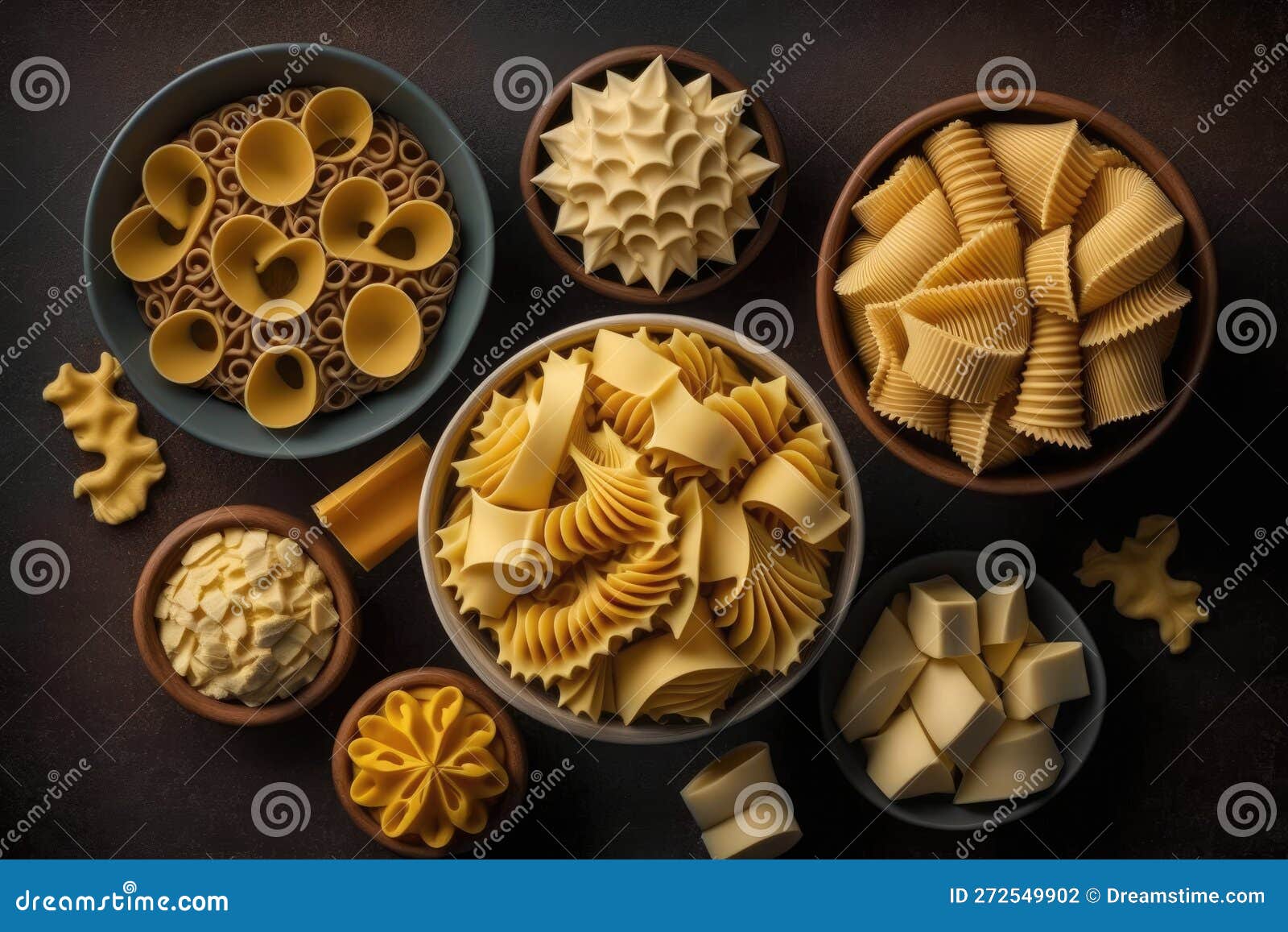 Variety of Different Shapes and Types of Dry Pastas in Bowl Stock ...