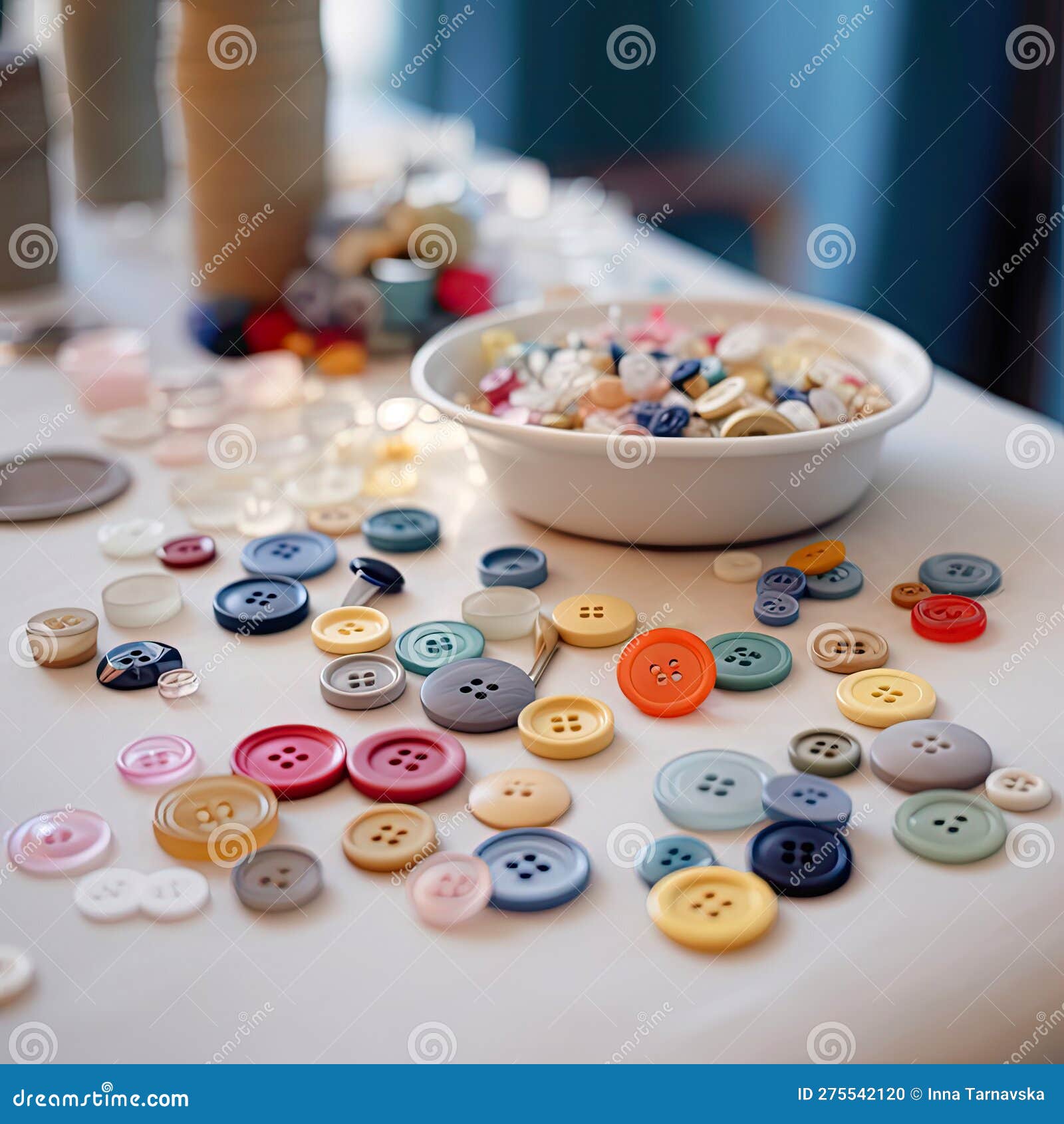 Variety of Different Size and Shape Colorful Plastic Sewing Buttons on ...